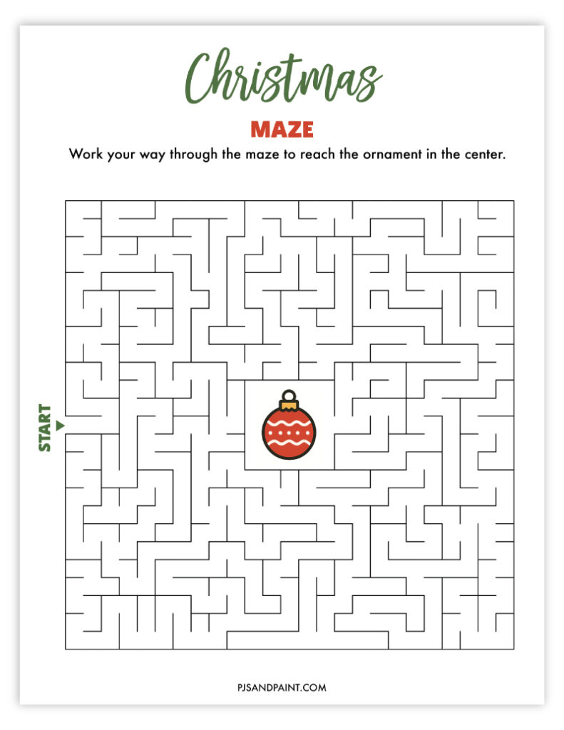 10 Free Printable Christmas Mazes - Pjs and Paint