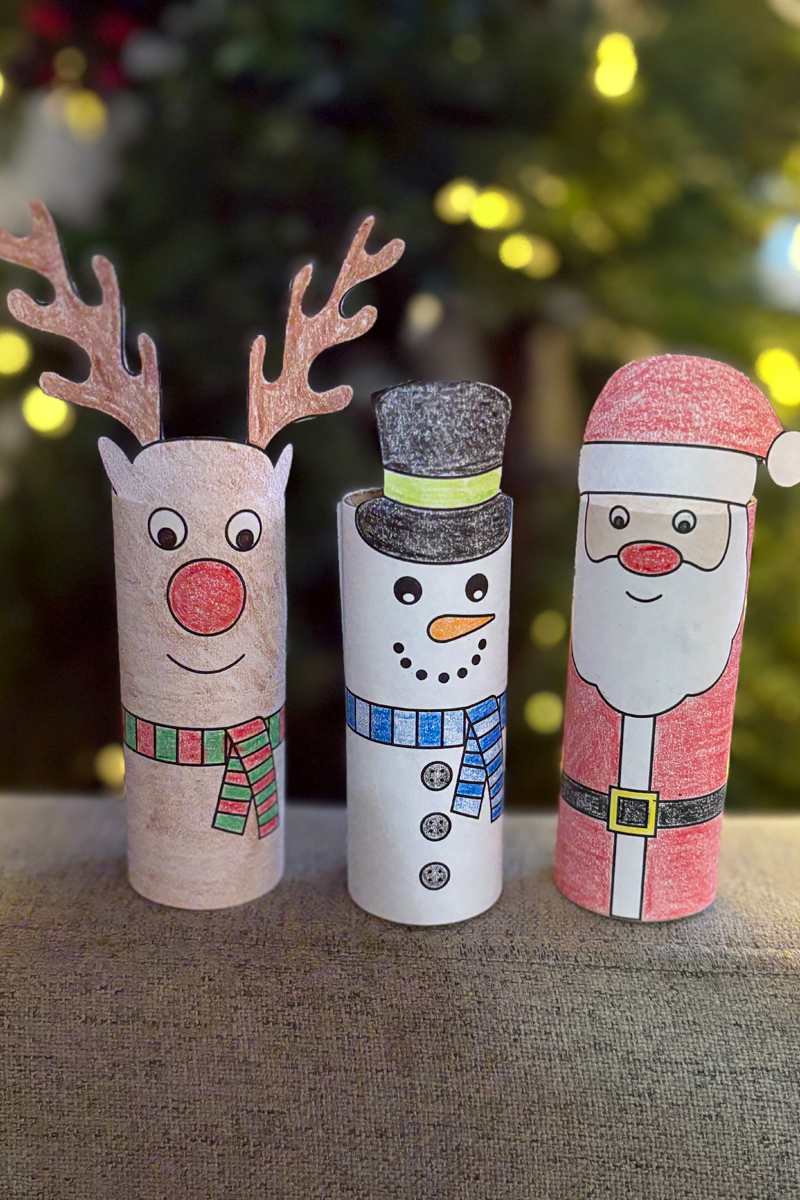 Christmas Paper Roll Crafts - With 3 Free Printable Templates - Pjs and ...