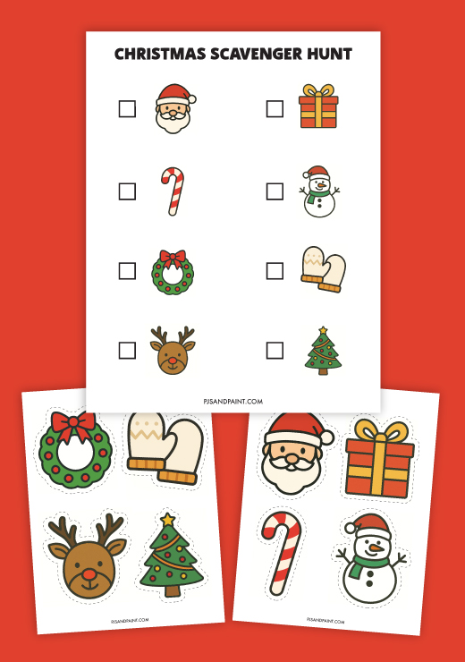 Free Printable Indoor Christmas Scavenger Hunt - Pjs and Paint