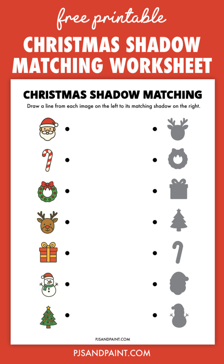 Free Printable Christmas Shadow Matching Worksheet - Pjs and Paint