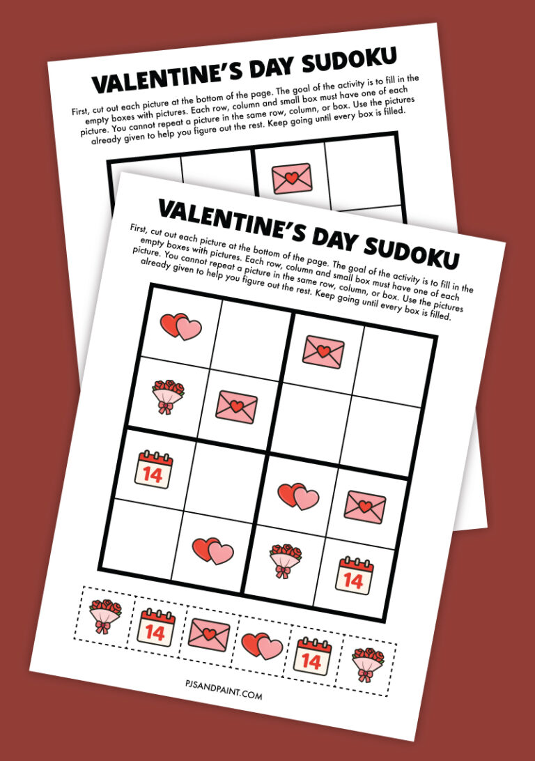 Free Printable Valentine's Day Sudoku - Pjs and Paint