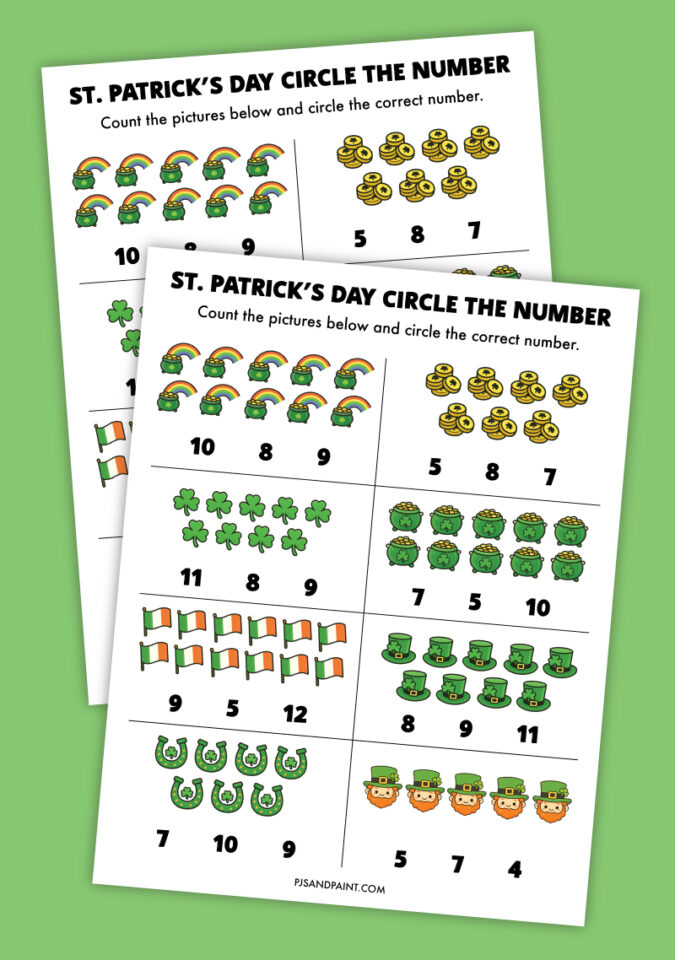Free Printable St. Patrick's Day Circle the Number Worksheet - Pjs and ...