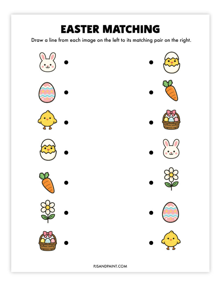 Free Printable Easter Matching Worksheet - Pjs and Paint
