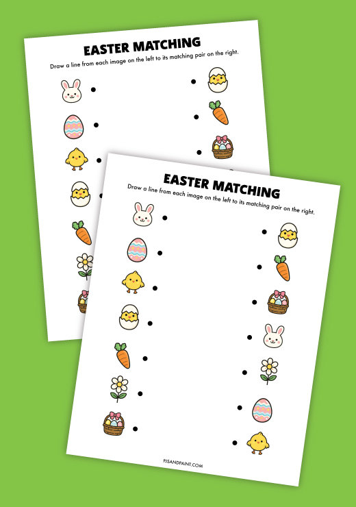 Free Printable Easter Matching Worksheet - Pjs and Paint