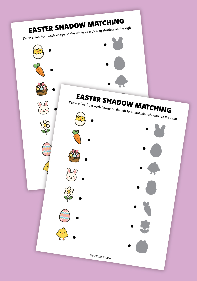 Free Printable Easter Matching Worksheet - Pjs and Paint