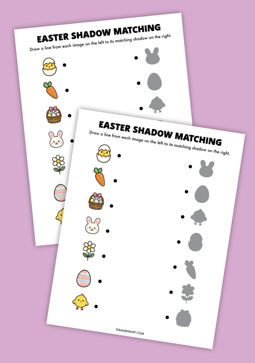 Free Printable Easter Shadow Matching Worksheet - Pjs and Paint