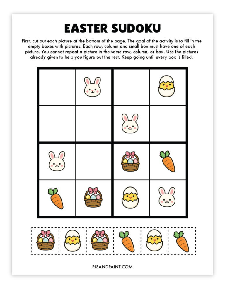Free Printable Easter Sudoku - Pjs and Paint