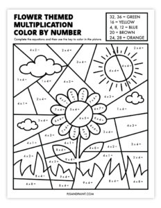 5 Free Printable Multiplication Color by Number Worksheets - Pjs and Paint