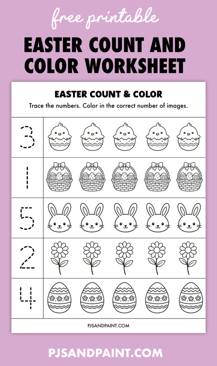 Free Printable Easter Count and Color Worksheet - Pjs and Paint