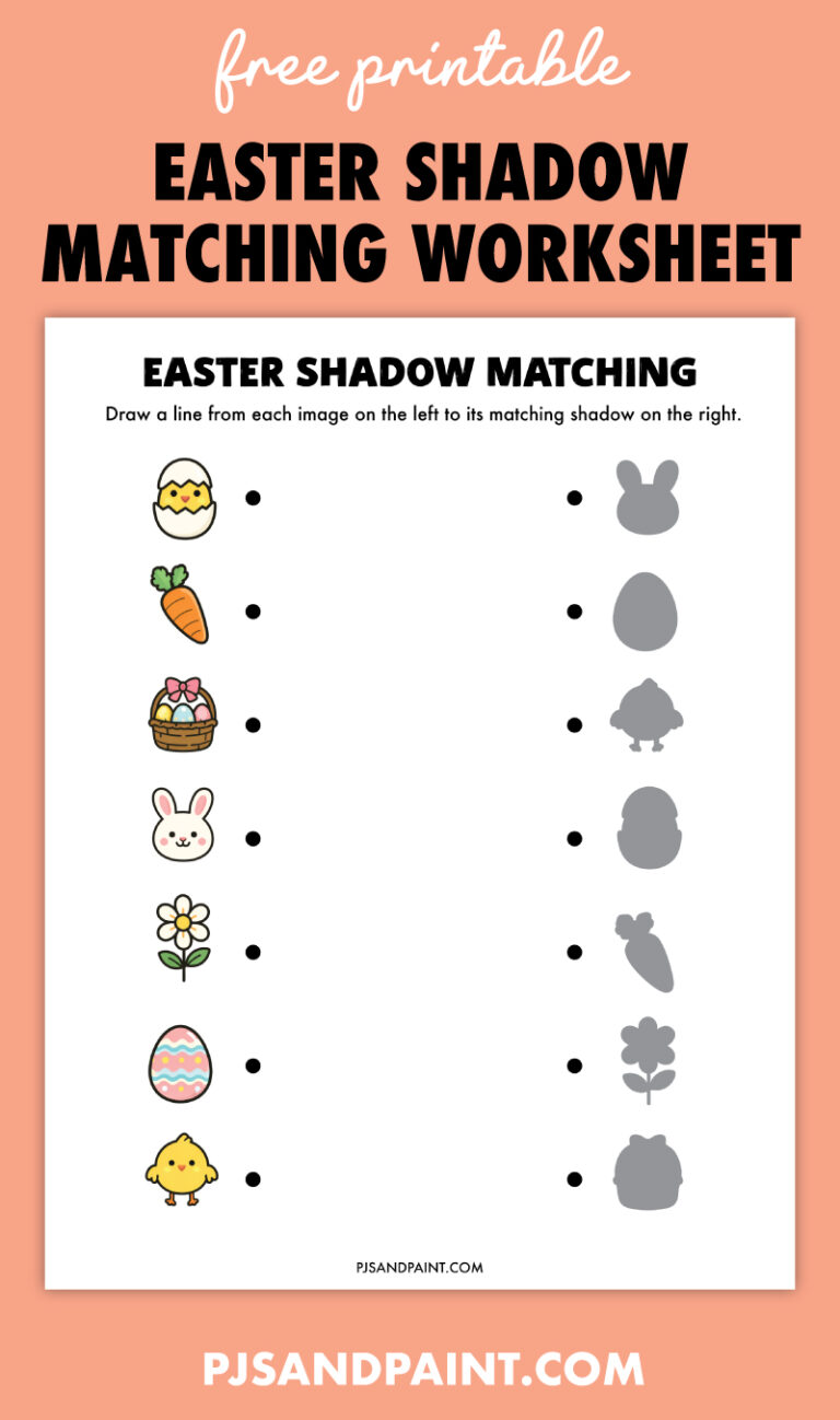 Free Printable Easter Shadow Matching Worksheet - Pjs and Paint