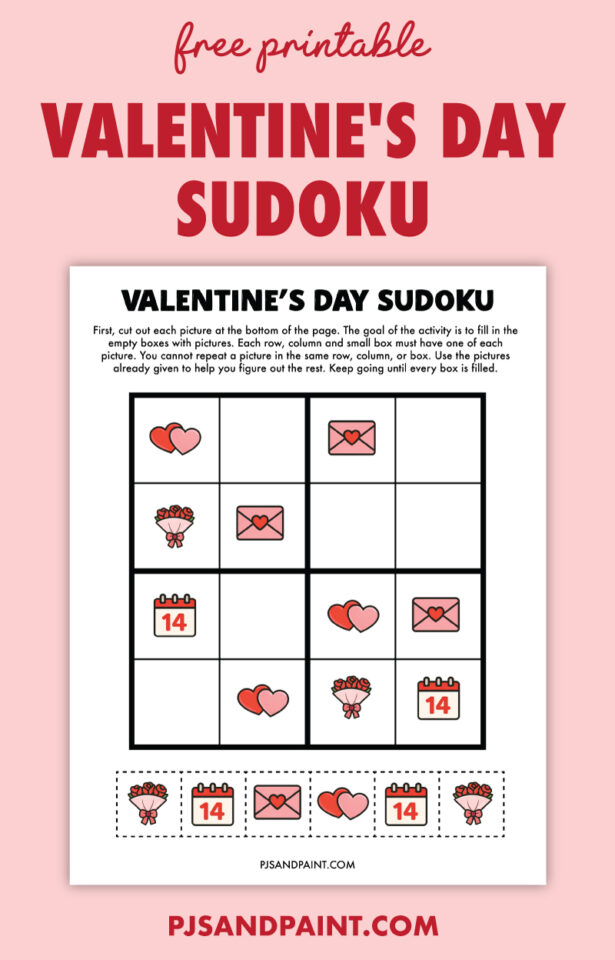Free Printable Valentine's Day Sudoku - Pjs and Paint