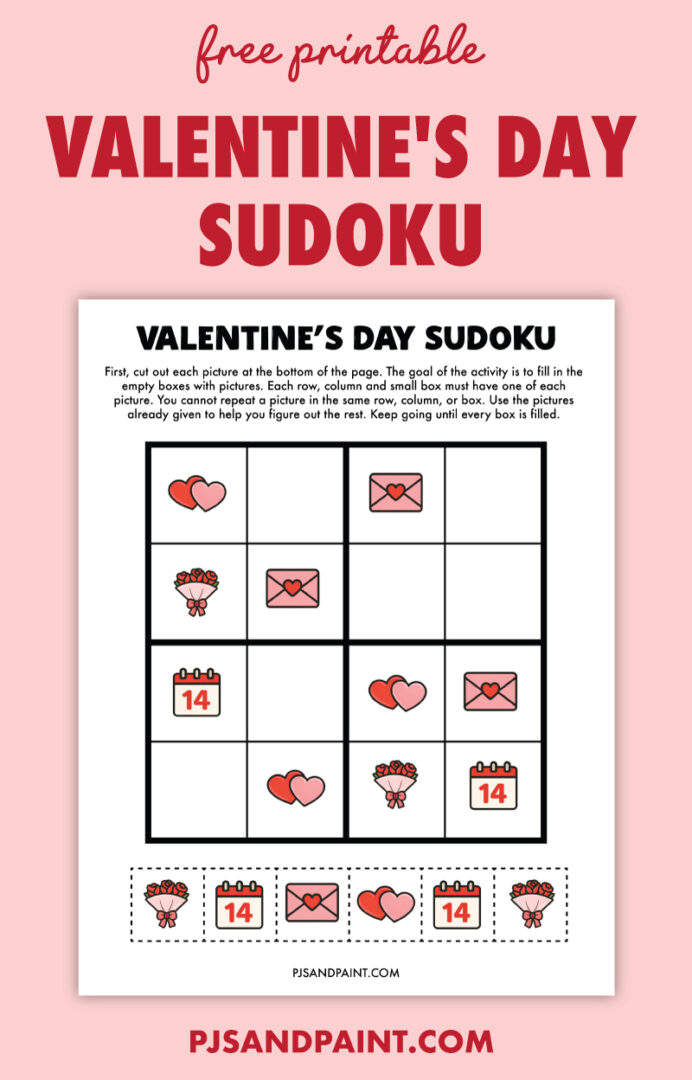 Free Printable Valentine's Day Sudoku - Pjs and Paint