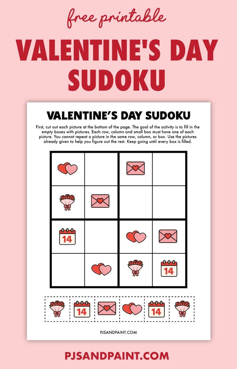 Free Printable Valentine's Day Sudoku - Pjs and Paint