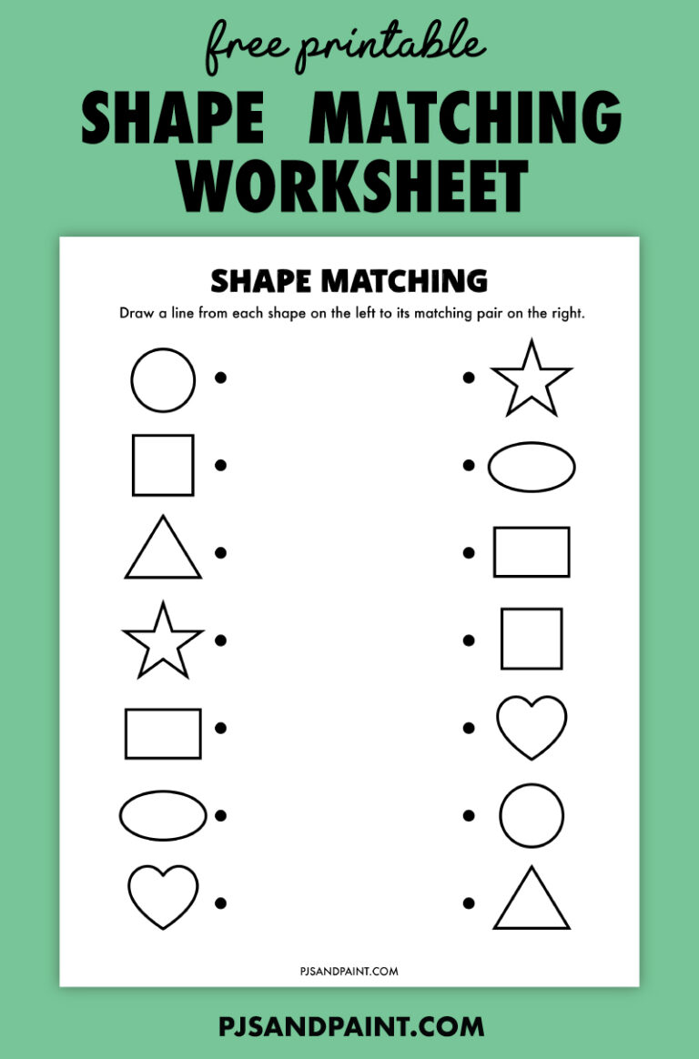 Free Printable Shape Matching Worksheet - Pjs and Paint