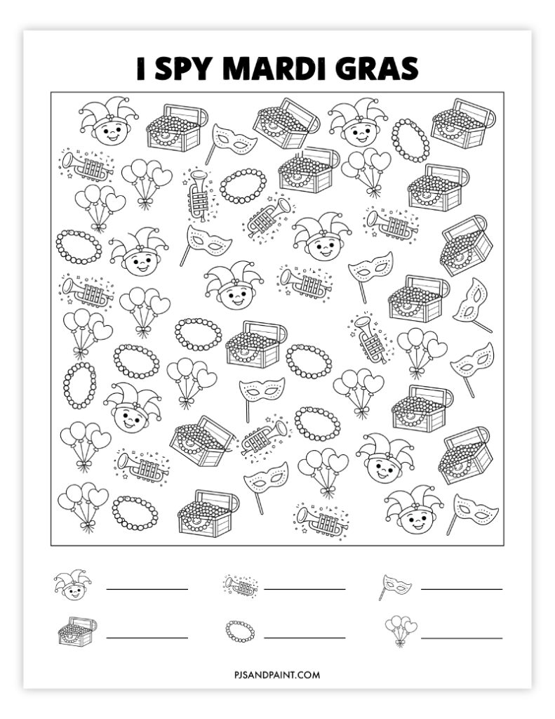 11 Free Printable Mardi Gras Games and Activities - Pjs and Paint