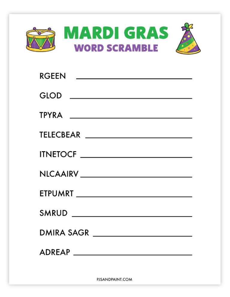 11 Free Printable Mardi Gras Games and Activities - Pjs and Paint