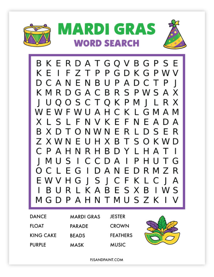 11 Free Printable Mardi Gras Games and Activities - Pjs and Paint