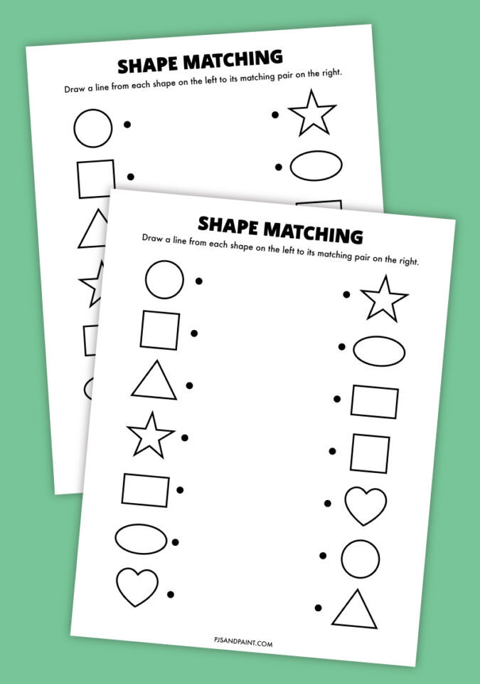 Free Printable Shape Matching Worksheet - Pjs and Paint