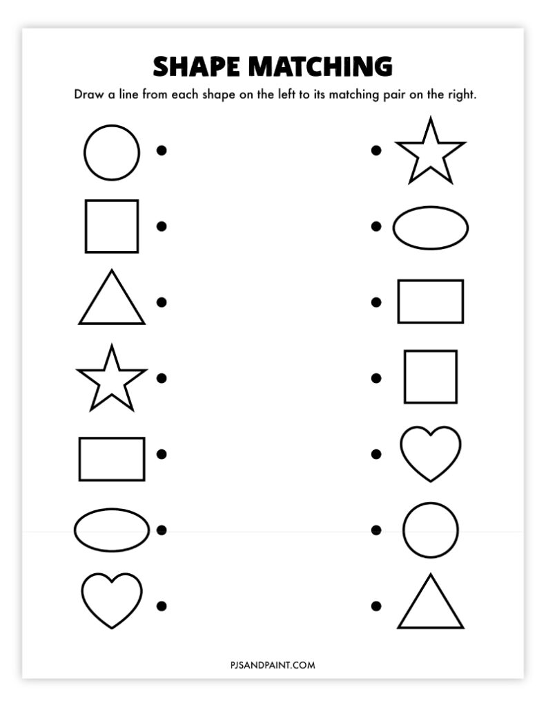 Free Printable Shape Matching Worksheet - Pjs and Paint