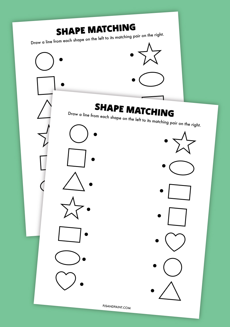 Free Printable Shape Matching Worksheet - Pjs and Paint