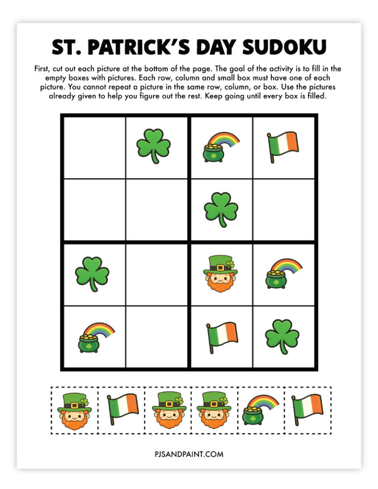 Free Printable St. Patrick's Day Sudoku Puzzle - Pjs and Paint