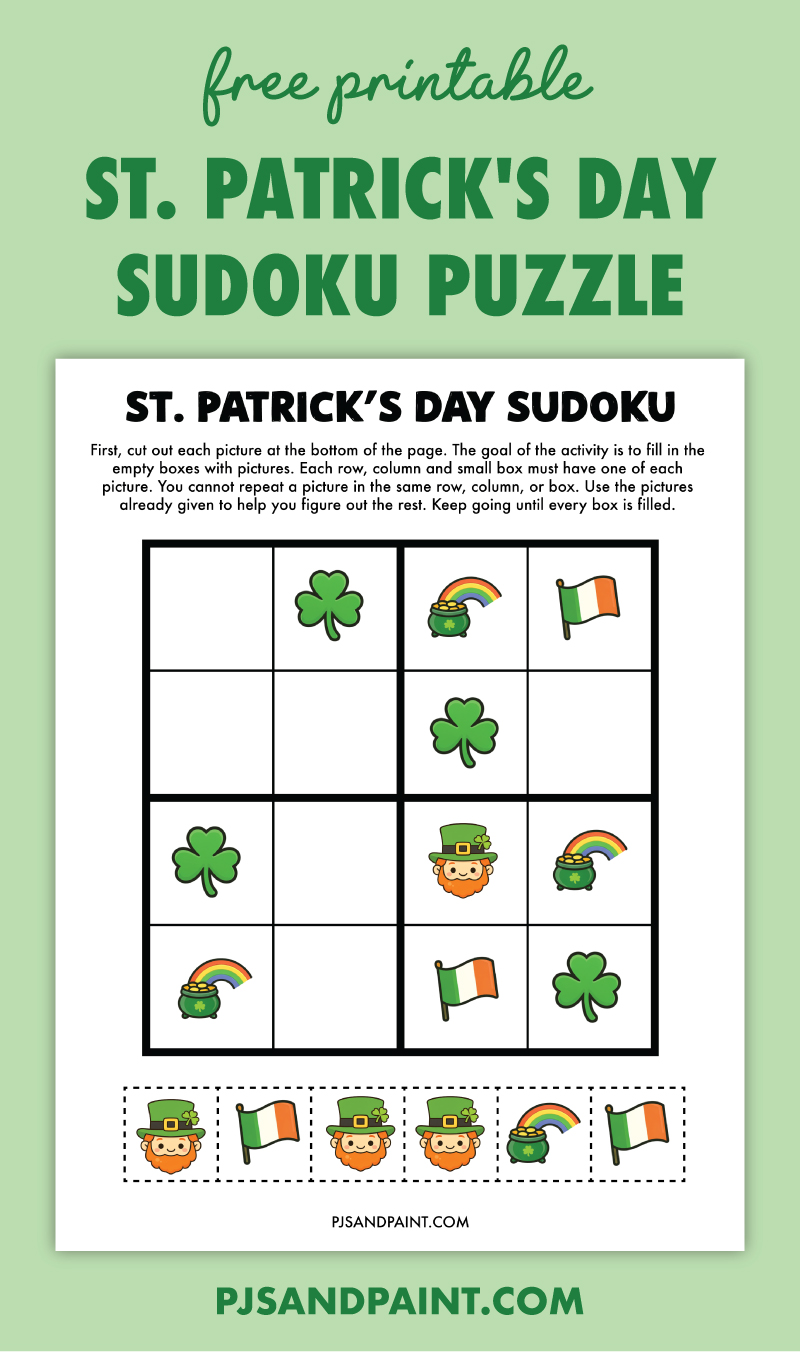 Free Printable St. Patrick's Day Sudoku Puzzle - Pjs and Paint