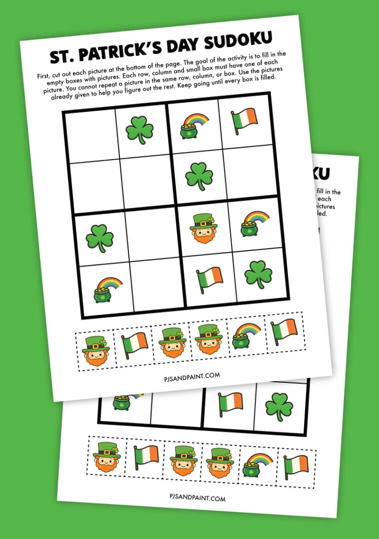Free Printable St. Patrick's Day Sudoku Puzzle - Pjs and Paint