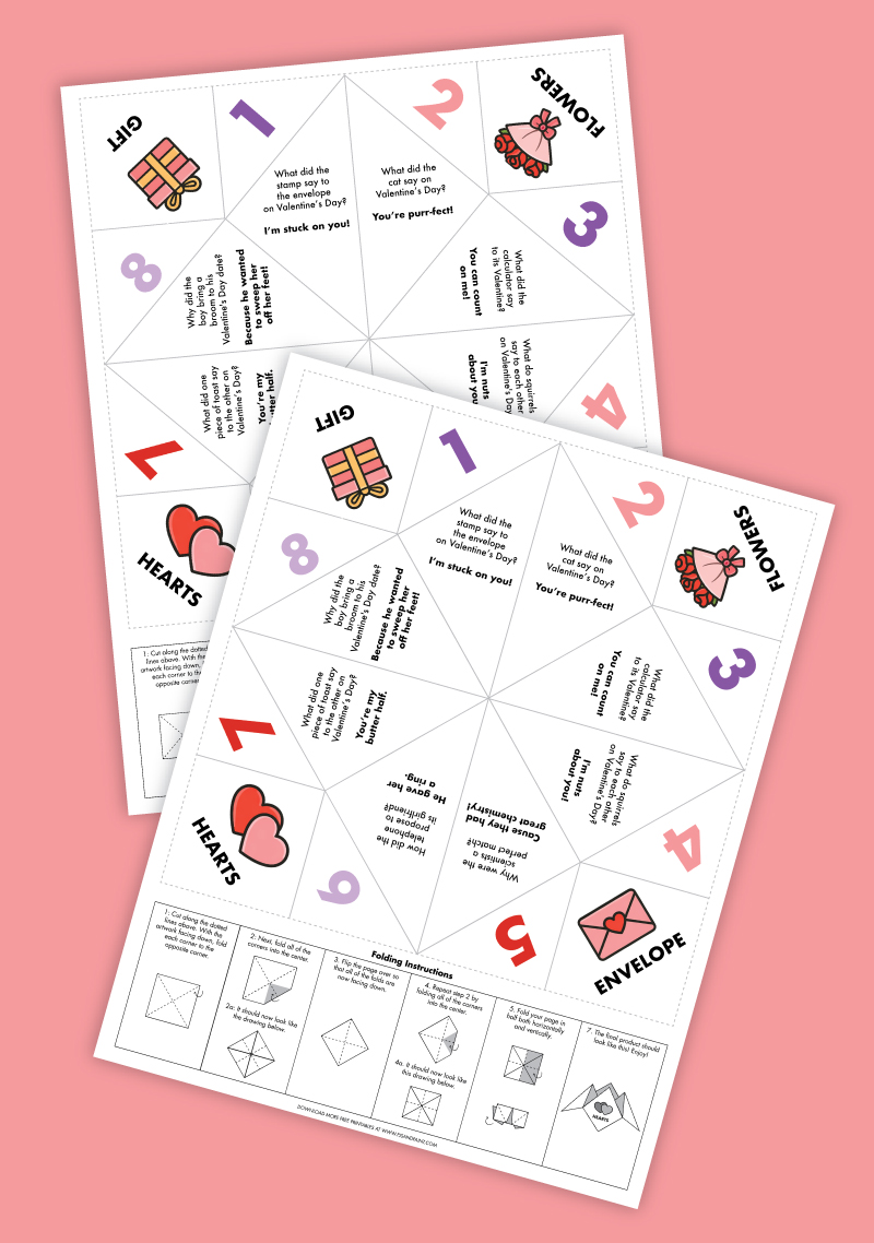 Free Printable Valentine's Day Joke Cootie Catcher - Pjs and Paint