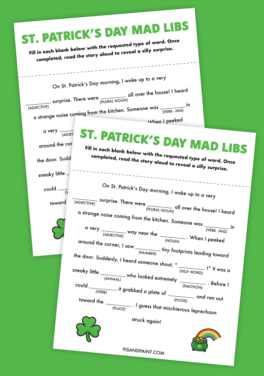 Free Printable St. Patrick's Day Mad Libs - Pjs and Paint