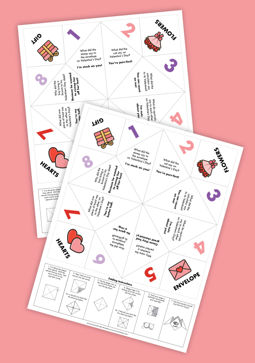 Free Printable Valentine's Day Joke Cootie Catcher - Pjs and Paint