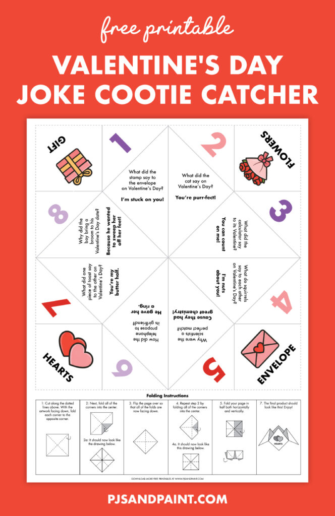 Free Printable Valentine's Day Joke Cootie Catcher - Pjs and Paint