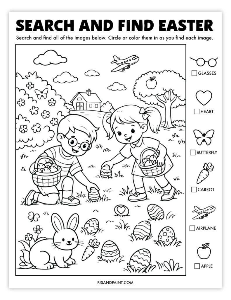 Free Printable Easter Search and Find - Pjs and Paint
