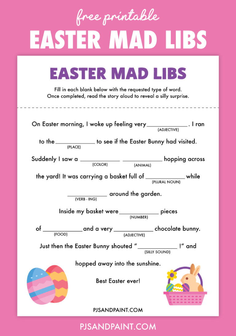 Free Printable Easter Mad Libs - Pjs and Paint
