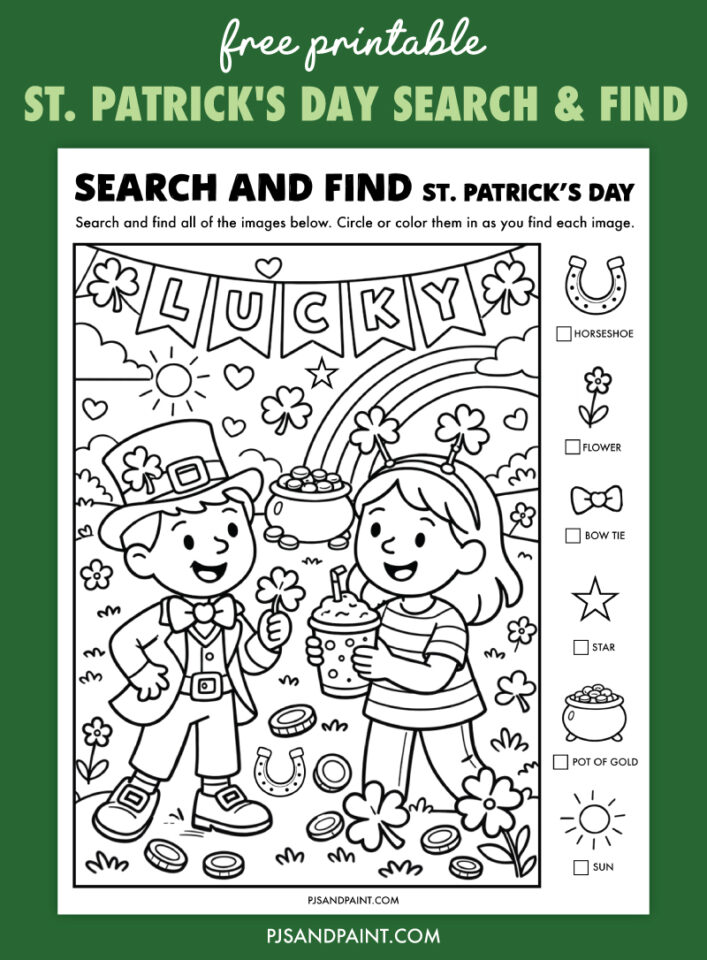 Free Printable St. Patrick's Day Search and Find - Pjs and Paint