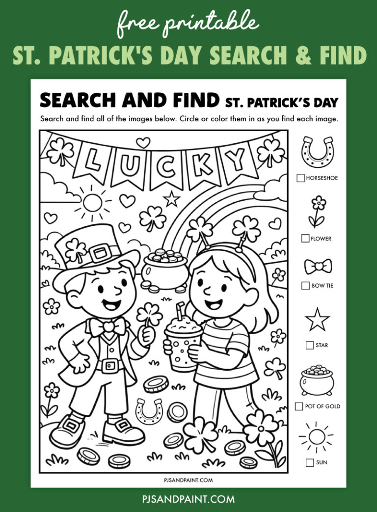 Free Printable St. Patrick's Day Search and Find - Pjs and Paint
