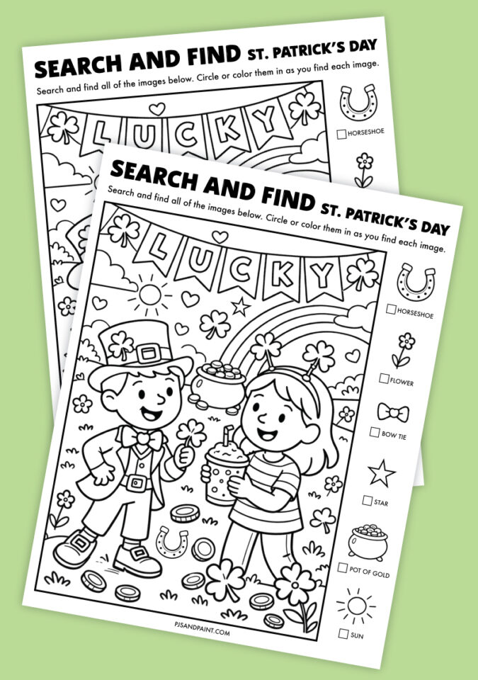 Free Printable St. Patrick's Day Search and Find - Pjs and Paint