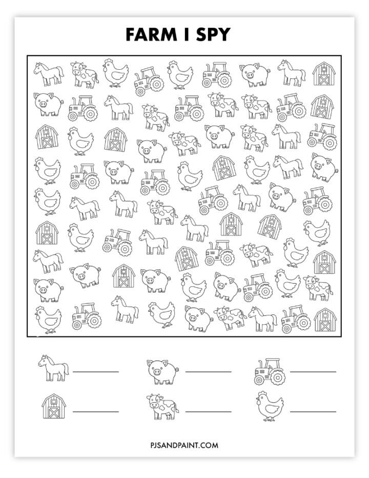 19 Free Printable Farm Themed Games & Activities - Pjs and Paint