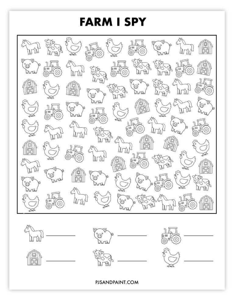 19 Free Printable Farm Themed Games & Activities - Pjs and Paint